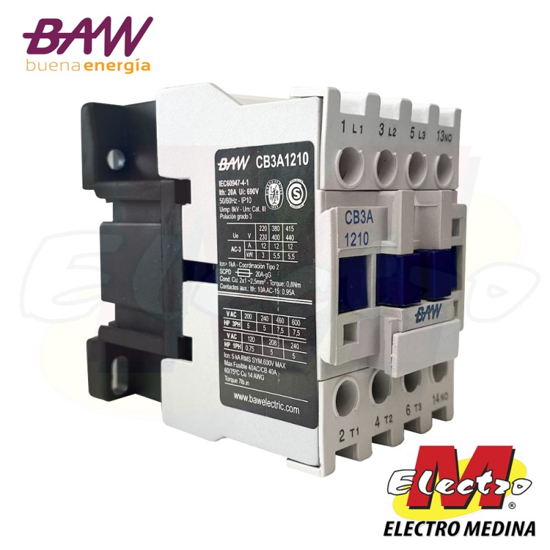 Contactor Tripolar 12a 1NA 220v Baw